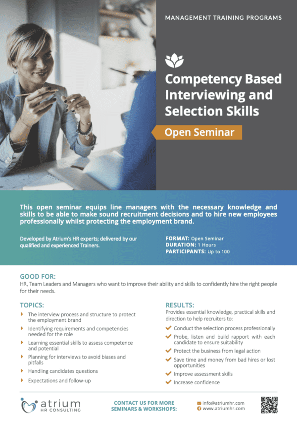 Competency Based Interviewing and Selection Skills – Atrium HR Consulting
