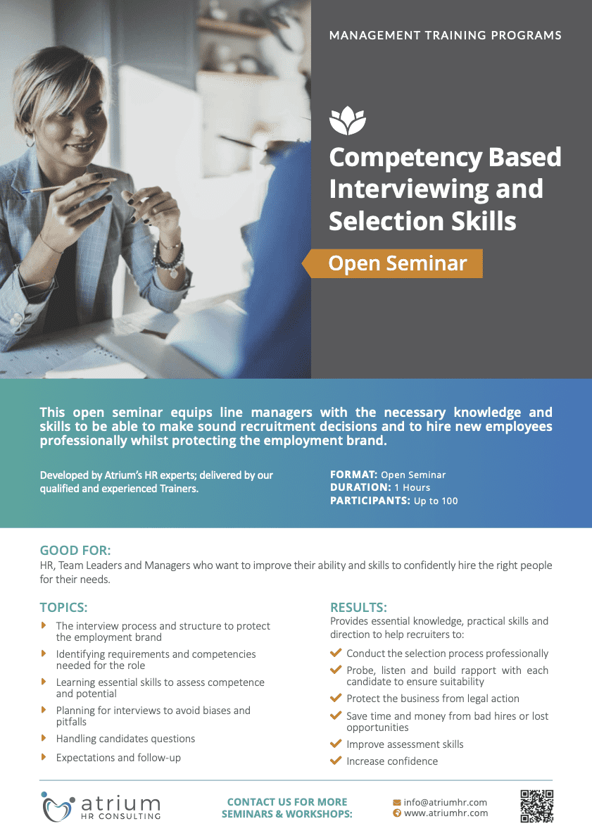 Competency Based Interviewing and Selection Skills – Atrium HR Consulting